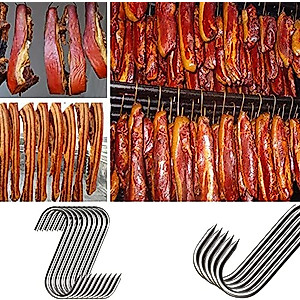 MUFEDAT Meat Hooks 20Pcs ,5.9 '' Premium Stainless Steel Butcher Hook Smoking Hooks,Meat Processing for for Hot and Cold Smoking,Chicken Hunting Smoking Ribs,Hanging,Drying,BBQ(5.9inch 20Pcs)
