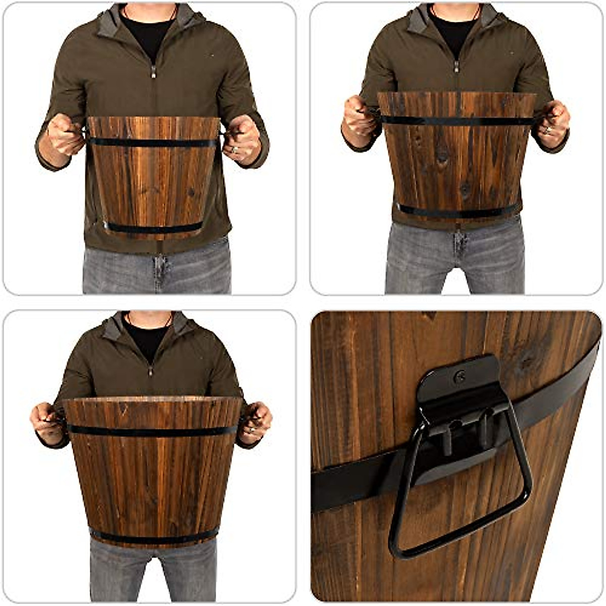 Best Choice Products Set of 3 Wooden Bucket Barrel Garden Planters Set Rustic Decorative Flower Beds for Plants, Herbs, Veggies w/Drainage Holes, Multiple Sizes, Indoor Outdoor Use