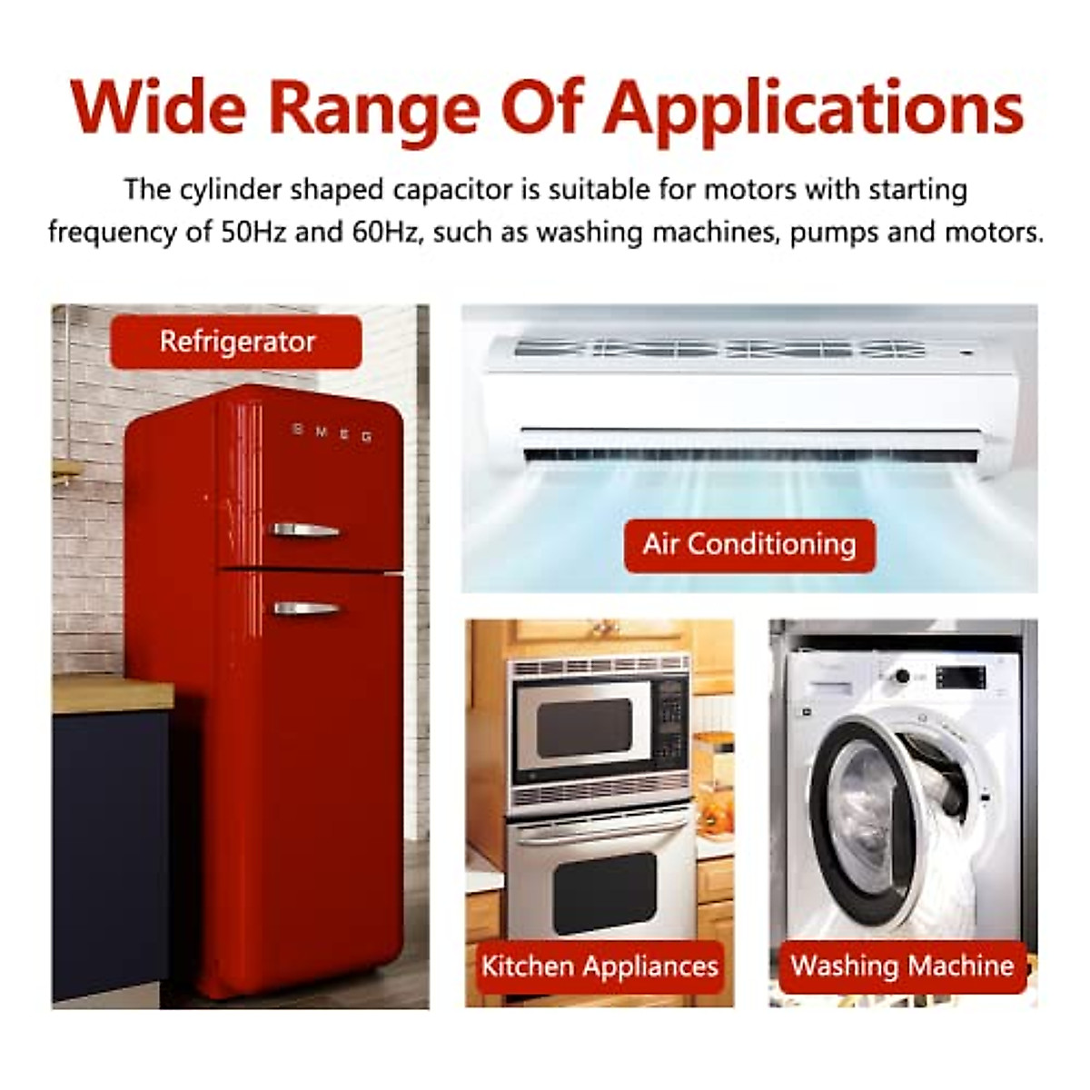 Watris Veiyi AC 250v 60μF CBB60 Run Capacitor, 50/60HZ Run Capacitor, Cylinder Shaped Motor Start Capacitor for Motor Cool/Heat Pump Washing Machine, AC Capacitor