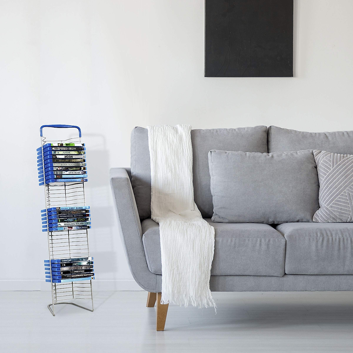 Atlantic Nestable 16 Blu-Ray Rack - Space Saving Modern Design in High End Gunmetal Finish with Blue Molded Handle, PN63735592