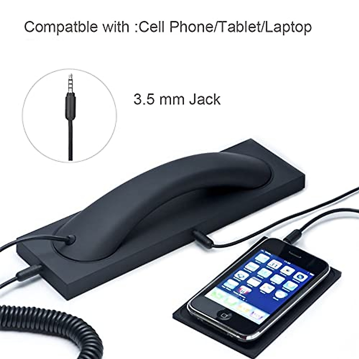 Fashion Retro Phone handset Headset 3.5mm Microphone Prevention Radiation Compatible with iPhone Samsung