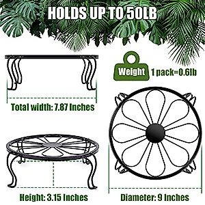 4 Pack Metal Plant Stands Outdoor Indoor, BetyBedy Flower Pot Stand, 9 Inches Corner Plant Stand for Indoor Plants, Plant Shelf Plant Holder for Living Room Balcony Patio Garden (Black)