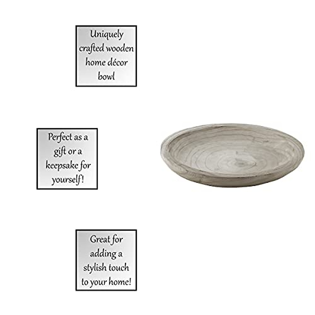 Santa Barbara Design Studio Table Sugar Hand Carved Paulownia Wood Serving Bowl, Large, Grey