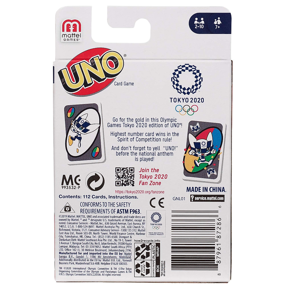 Mattel Games UNO Olympic Games Tokyo 2020 Card Game, with 112 Cards and Instructions for Players 7 Years and Older, Great for Kid, Family or Adult Game Night