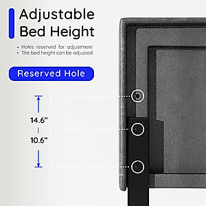 NEDYO Queen Size Bed Frame with Headboard, Platform Bed Frame with LED Lights&4 Storage Drawers, Faux Leather Upholstered Headboard, Wooden Slats Support, NO Box Spring Needed. Metal Black