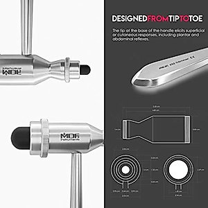 MDF Instruments, Tromner Neurological Reflex Hammer with Pointed tip Handle for cutaneous and Superficial responses - Free-Parts-for-Life & Lifetime Warranty - Black (MDF555-11)