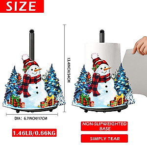 Christmas Paper Towel Holder, Farmhouse Christmas Snowman Decorations for Home Bathroom, Metal Christmas Kitchen Decor Accessories Paper Towel Holder Stand, Large Towel Stand for Countertops Winter