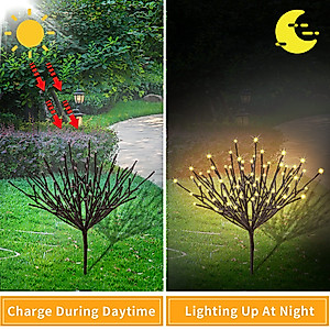 Solar Led Lighted Branches Pathway Lights 3 Pack 180 Led Brown Twig Lights with Blinking Mode for Yard Garden Home Christmas Decoration (Warm White)