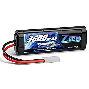 Zeee 7.2V NiMH Battery 3600mAh RC Battery High Power with Tamiya Connector for RC Car RC Truck Associated HPI Losi Kyosho Racing Hobby