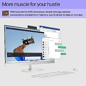 HP 27 inch All-in-One Desktop PC, FHD Display, AMD Ryzen 5 7520U, 8 GB RAM, 512 GB SSD, AMD Radeon Graphics, Windows 11 Home, 27-cr0060 (2023)