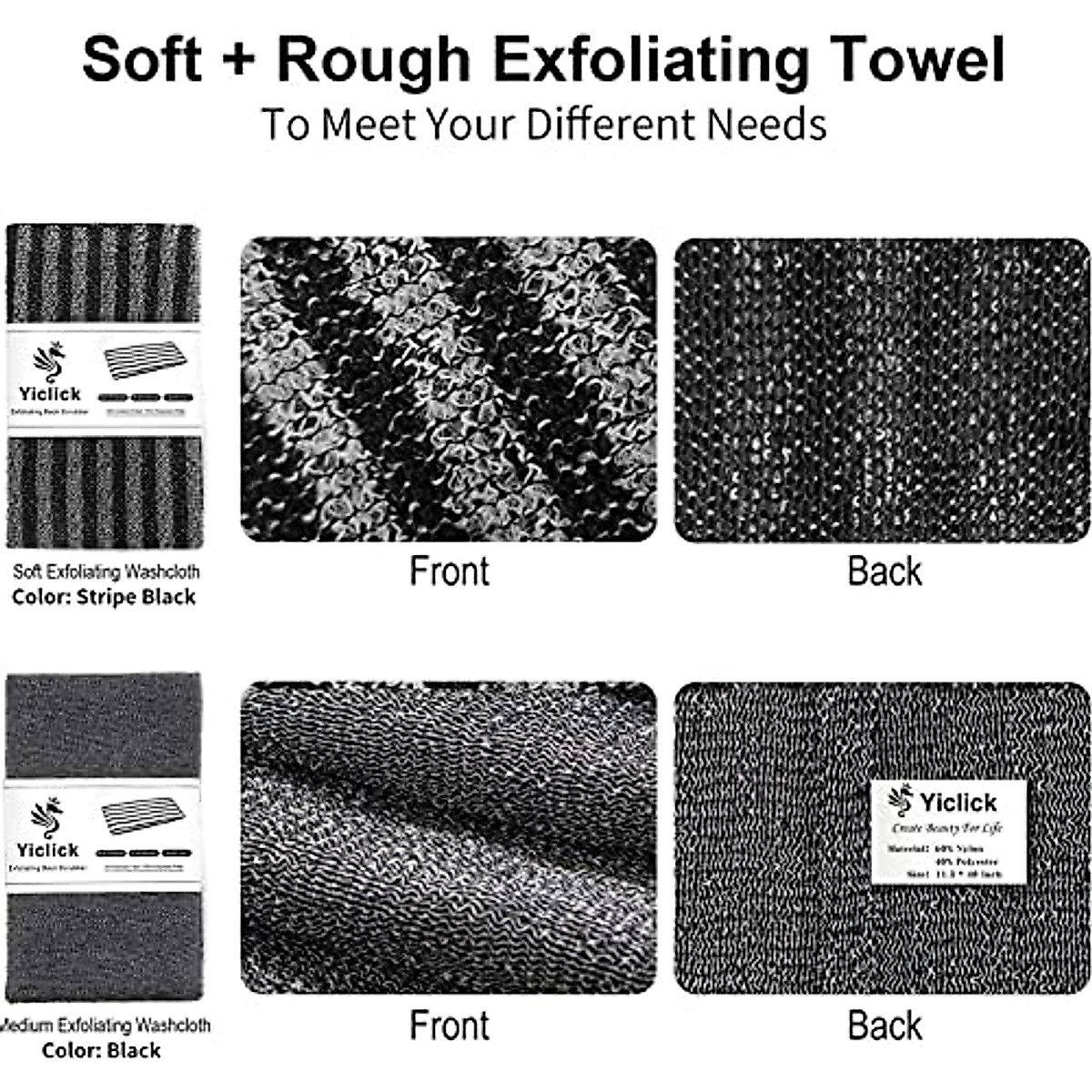 Exfoliating Back Scrubber, Body Scrubber for Shower Bath, Japanese Scrub Wash Cloth Exfoliating Washcloth Towel for Men Women Exfoliation, Body Scrubbing Brush Loofah Exfoliator African Net Sponge Rag