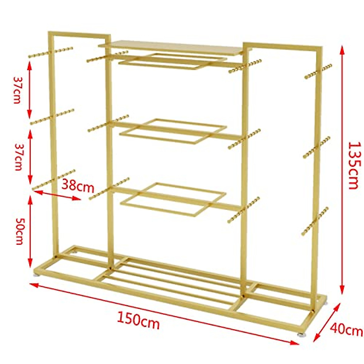 Clothes Retail Heavy Duty Metal Hanging Garment Racks, Clothing Store Metal Hanger Storage Shelves Double Sided Display Stand, Underwear/Bra/Swimsuit/Sock Organizer Shelf, Jewelry Holder