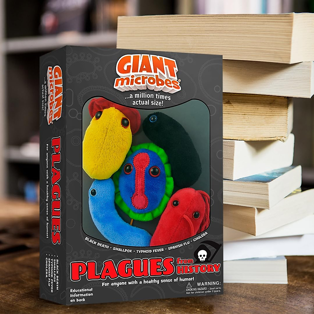 GIANTmicrobes Plagues from History Gift Box - Learn about Plagues and Pandemics with this 5-piece box set of plush microbes. Unique Educational Gift for Friends, Family, Scientists, Students, Healthcare workers and History Buffs