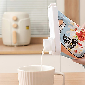 2pcs Pouring Clips Food Sealing Chip Bag Clip with Lid, Food Storage Clips with Pour Spout for Flour Coffee Cereal Whipping Cream Sealing Package(Large)