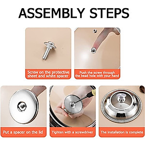 Dutch Oven Knob Stainless Steel Replacement Handle for Le Creuset,Aldi,Lodge and Other Enameled Cast-Iron Dutch Oven Pot Lid Knob Replacement(Silver 1 Set)