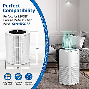 Core 600s Pet Replacement Filter Compatible for LEVOIT Core 600S Air Purifier, 3-in-1 H13 True HEPA Filter and Activated Carbon 600s Filter, Core 600S-RF-PA, 2 Pack