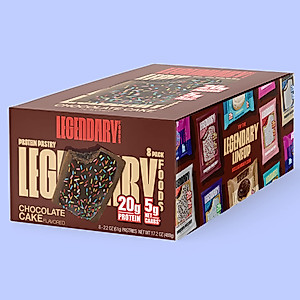 Legendary Foods 20 gr Protein Pastry | Low Carb, Tasty Protein Bar Alternative | Keto Friendly | No Sugar Added | High Protein Breakfast Snacks | Gluten Free Keto Food - Chocolate Cake (8-Pack)
