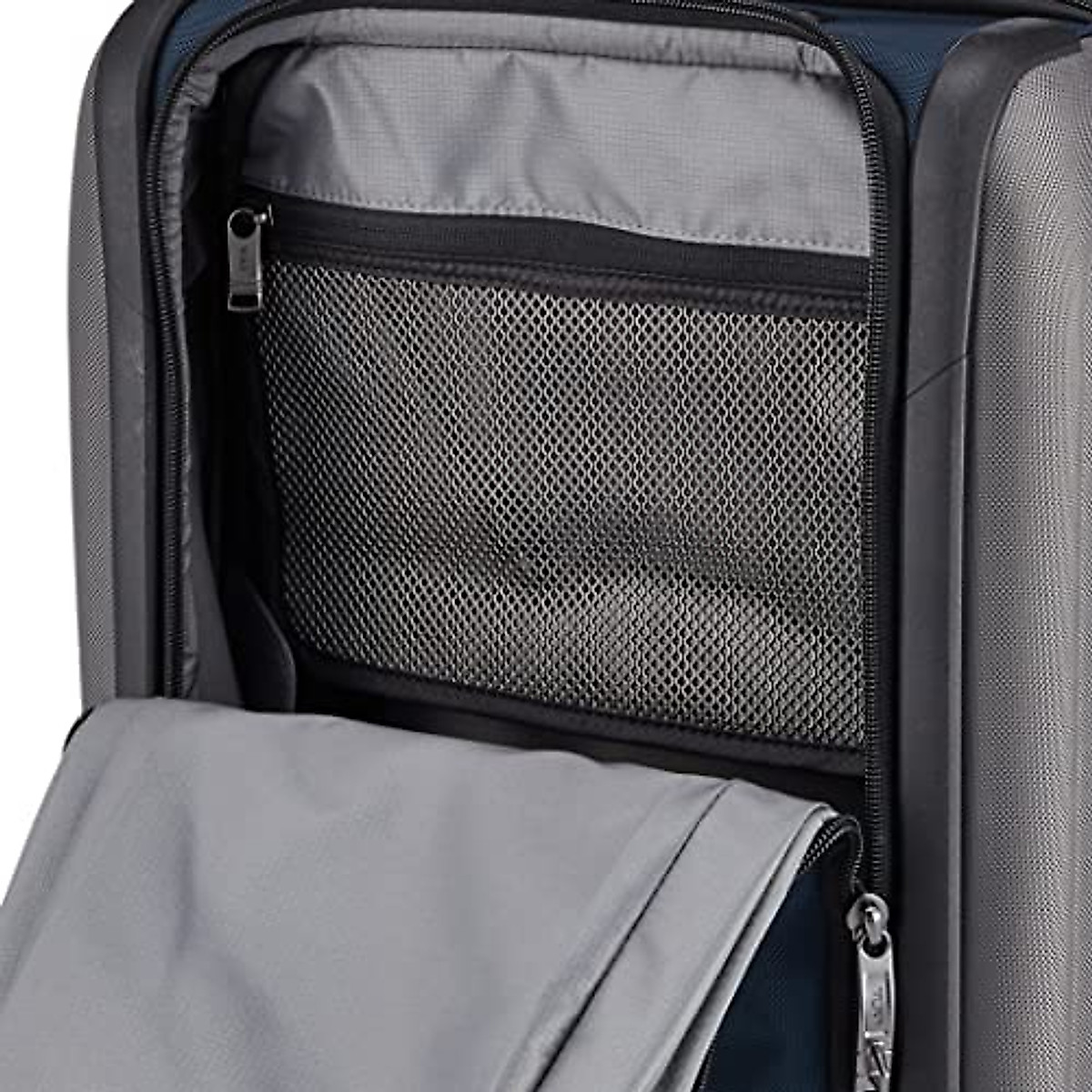 TUMI Alpha International Dual Access 4-Wheeled Carry-On Luggage - Rolling Suitcase for Men and Women - Luggage Carry-On with 4 Spinner Wheels - Rolling Luggage with Security Zippers - Navy/Grey
