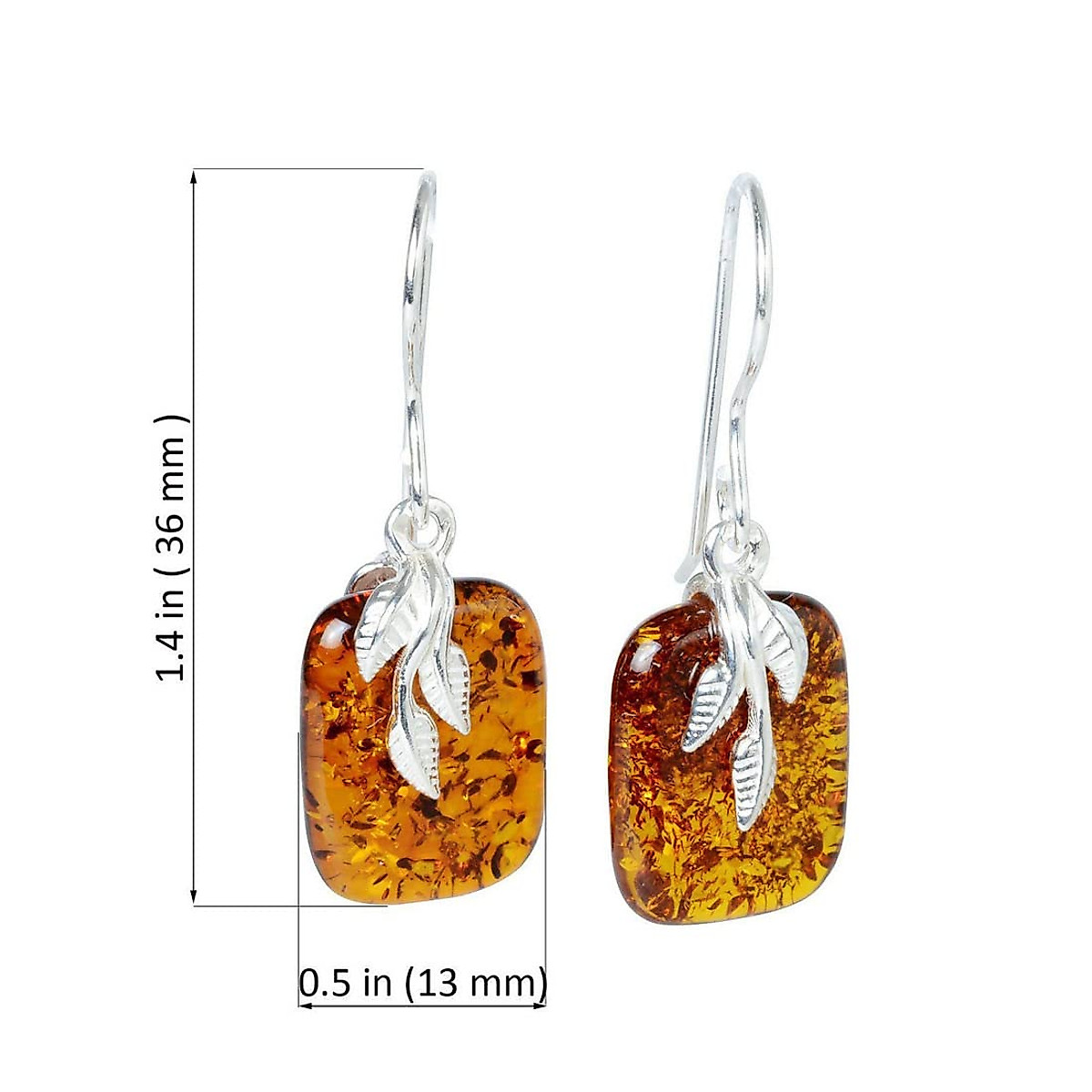 Sterling Silver Baltic Honey Amber EarringsFern