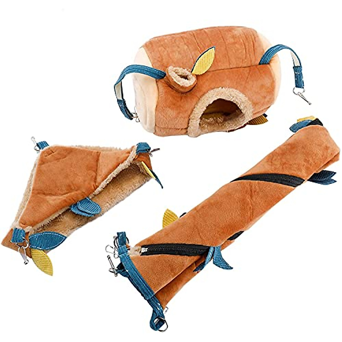 HYDDNice Hamster Hammock Cage Sugar Glider Hanging Fleece Bed Swing Bag Leaf Hanging Tunnel for Guinea Pig Hamster Squirrel