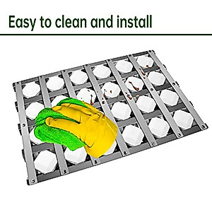 Folocy 17.8125" Grill Heat Plates BBQ Grill Briquette Tray, Stainless Steel Heat Shield Flame Tamer with 72 Ceramic Briquettes for Alfresco ALX2-30C, ALX2-42C, ALX2-42RFG, ALX2-56, ALX2-56BFG