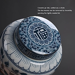 G’z Ceramic Storage jar Kitchen Sealed Lids Ceramics Traditional Tea Canisters Elegant Pattern Tea Caddy Food Jars Tea Tins for Kitchen Spices, Tea, Coffee, Condiments (Size : Small)