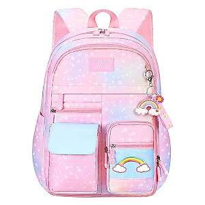 Mylshbest Rainbow Backpack for Girls, Large Capacity Student Laptop Backpacks BookBag Casual Travel Princess Daypack