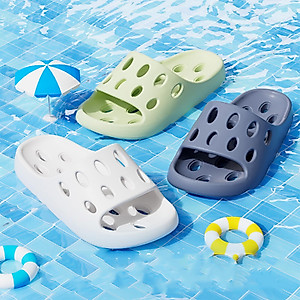 Cozshoery Shower Slippers for Women and Men, Quick Drying Pool Slides Lightweight Beach Sandals with Drain Holes