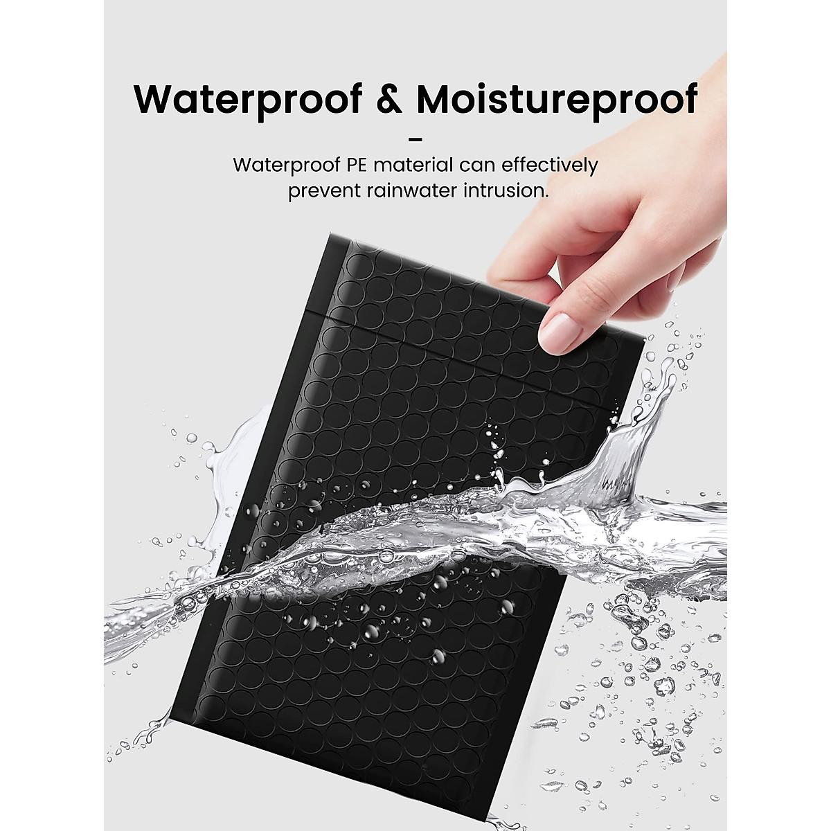 GSSUSA Black Bubble Mailers, 4x8" Inches, 50 Pack, Padded Poly Bubble Mailers, Packaging for Small Business, Shipping Envelopes, Packaging Bags, Padded Envelopes, Mailing Envelopes, Shipping Supplies
