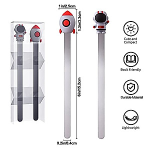 2PCS Metal Bookmark Cartoon Astronaut Rocket Bookmarks Unique Perfect Space Theme Page Markers Set Graduation Gifts for Kids Teens Adults Book Lovers Writers Readers Students Teachers Reading