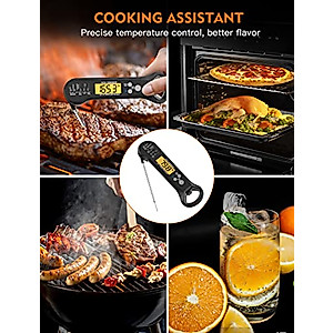 JOYHILL Meat Thermometer Digital for Cooking, Instant Read Meat Thermometer with Foldable Probe, Backlight, Calibration, Magnet, Waterproof Probe Food Thermometer for BBQ, Grill, Deep Frying, Kitchen