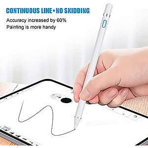Active Stylus Compatible with Apple iPad, Stylus Pens for Touch Screens,Rechargeable Fine Point Stylist Compatible with Apple iPad and Other Tablets,for Drawing and Handwriting (White)