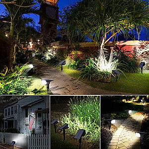 Pesivi Solar Spot Lights Outdoor, 40 LEDs Landscape Lighting Spotlights, Adjustable 2-in-1 USB & Solar Powered IP65 Waterproof Garden Light for Yard Backyard Walkway Driveway Patio Pool Trees, 4 Pack
