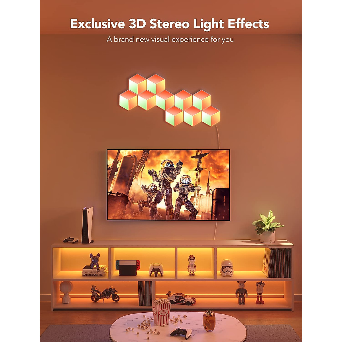 Govee Glide Hexa Pro Light Panels, RGBIC 3D Hexagon Wall Lights, Wi-Fi LED Creation Light with Music Sync, Works with Alexa Google Assistant for Living Room, Bedroom, Gaming Rooms, 10 Pack