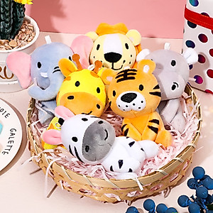 6 Pcs Mini Stuffed Forest Animals Jungle Bulk Plush Animal Toys 4 Inch Cute Plush Elephant Lion Giraffe for Baby Shower Christmas Birthday Gift Stuffer Animal Themed Party Decoration