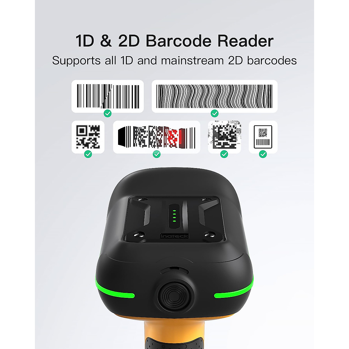 Inateck Industrial Barcode Scanner Bluetooth, 1D 2D QR Code Scanner Wireless with IP67 Waterproof and Dustproof, Handscanner with App & SDK, BCST-75