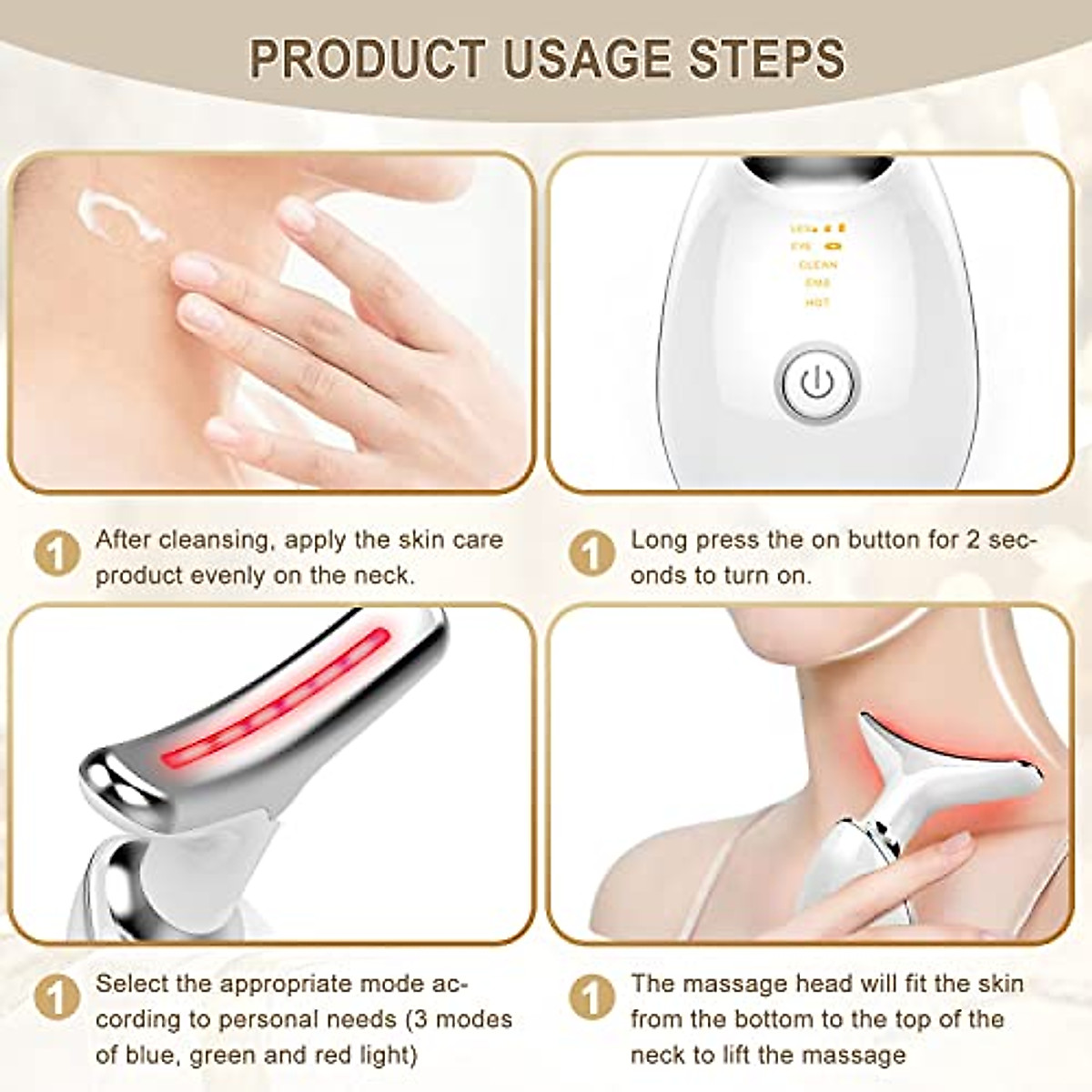 Firming Wrinkle Removal Device for Neck Face, Double Chin Reducer Vibration Massager, 3 in 1 Portable Face Massager for Skin Care,Improve,Firm,Tightening and Smooth