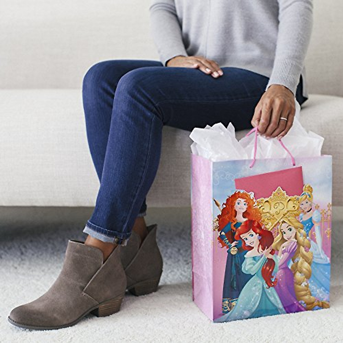 Hallmark 13" Large Gift Bag with Birthday Card and Tissue Paper (Disney Princesses)