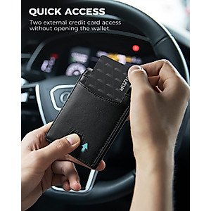 LORZOR AirTag Wallet - Bifold Genuine Leather Mens Minimalist Wallet with AirTag Holder, RFID Blocking Wallet for Apple Air Tag up to 11 Cards Gifts for Men