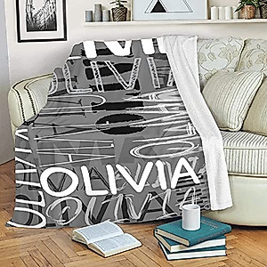 Custom Blanket with Name, Personalized Monogram Blankets with Contrast Color Design, Personalized Throw Blanket for Baby Girl Boy Gifts for Men Women Adult