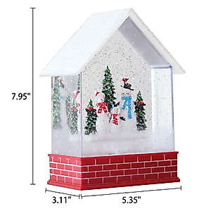 Eldnacele Musical Snow Globe House with Timer, Lighted USB/Battery Operated Swirling Singing Water Glittering Lantern, Christmas Snow Globes House Holiday Festival Decoration- Snowman