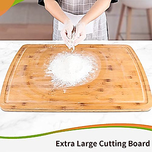 N++A 24 x 18 Inch XXXL Extra Large Bamboo Cutting Board for Kitchen– Wooden Chopping Carving Turkey, Meat, Vegetables, BBQ - LARGEST Wood Butcher Block Boards with Juice Groove