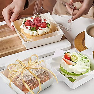 LotFancy Paper Charcuterie Boxes with Clear Lids, 50 Pack, 5 Inch Square Disposable To Go Food Containers, White Bakery Boxes for Sandwiches, Fruit, Strawberries, Sushi, Mini Cakes, Cookies