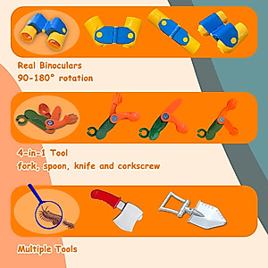 MITCIEN Kids Camping Set with Campfire, Play Tent , Binoculars, Oil Lantern, Toddlers Pretend Cutting Fruits, Marshmallow, Camping Toys Play Set for Boys Girls 3-5 Year Old and Up Indoor Outdoor Toys