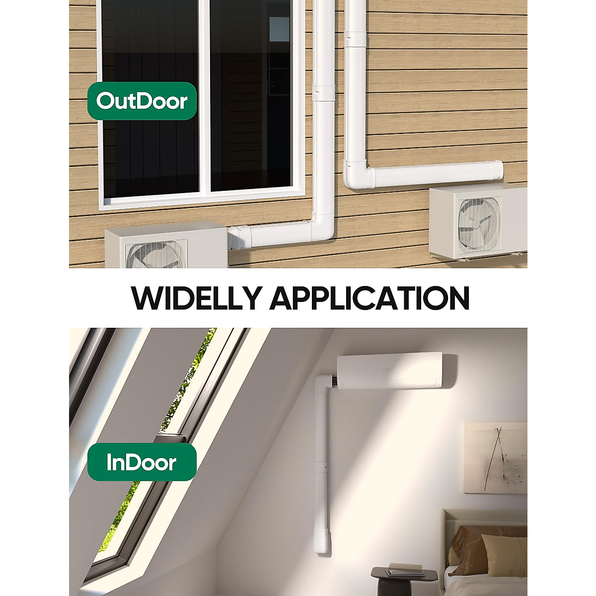 Plusluck 4" 14Ft Mini Split Line Set Cover Kit PVC Decorative Pump Covers AC Line Cover for Outside Units Air Conditioners & Heat Pump