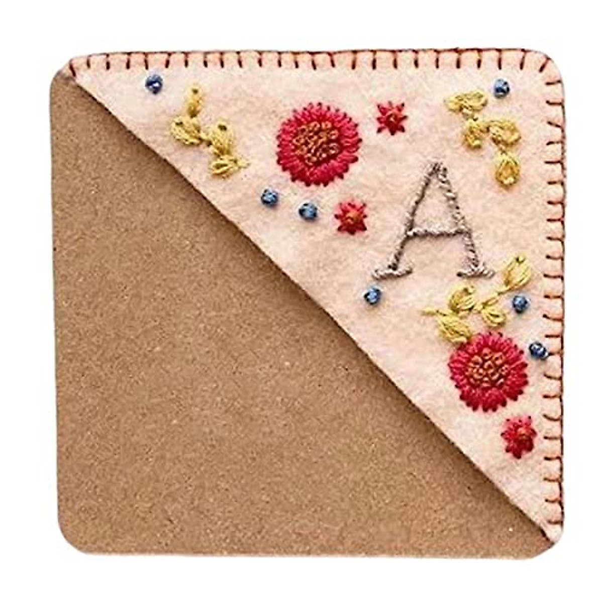 AZURAOKEY Cute Flower Letter Embroidery Bookmarks, Felt Triangle Bookmark, Hand Felt Page Number Decorative Book Label Letter Bookmarks for Reading Lovers Meaningful Gift