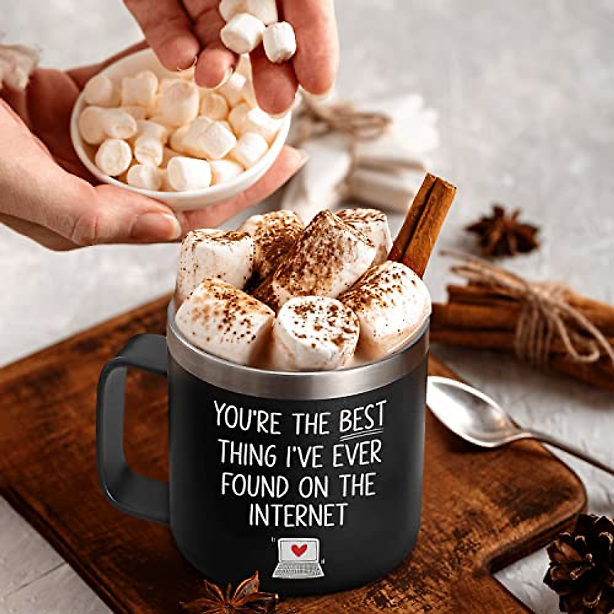 Gifts for Him, Her Anniversary - Romantic Gifts For Boyfriend, Girlfriend, Him, Her - Birthday Gifts For Him, Her, Friends, Men - Funny Valentines Day, Wedding Gift For Men, Women - Tumbler/Mug 14 Oz