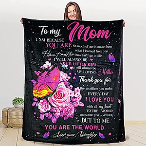 Aiishow Gifts Blanket for Mom Mother's Day, 59"x79" Cozy Flannel Throw Blankets, Rose Print Throw Blanket Gifts for Women, Unique Mother Gifts from Daughter or Son, Birthday, Mothers Day, Christmas