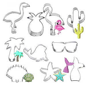 Cieovo 10 Piece Tropical Under the Sea Cookie Cutters, Hawaiian Ocean Creatures Biscuit Cutter for Biscuit, Fondant, Fruit, Bread, Summer Beach Themed Party Supplies
