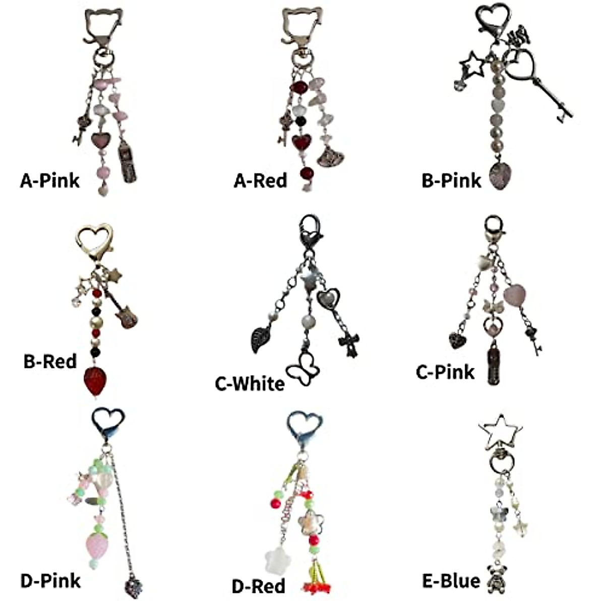 Cute Keychain Y2k Keychain Accessories Teen Girls Trendy Stuff Preppy Things Y2k Accessories (E-Blue,Small)